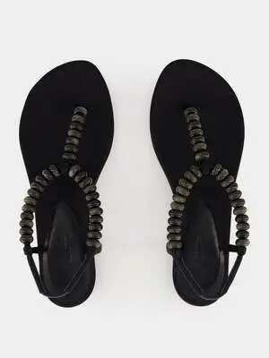 Le Monde Beryl Satin Beaded Thong Sandals - Black