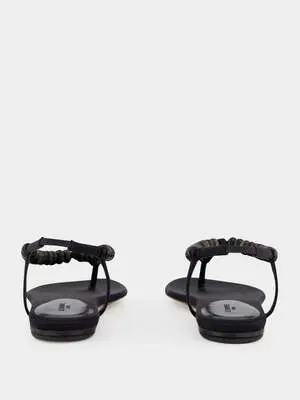 Le Monde Beryl Satin Beaded Thong Sandals - Black