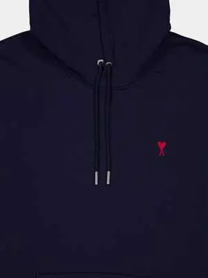 AMI Paris De Coeur Cotton Hooded Sweatshirt - Blue