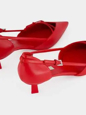 Prada Leather Open-side Bow Pumps - Red