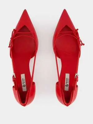Prada Leather Open-side Bow Pumps - Red