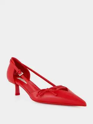 Prada Leather Open-side Bow Pumps - Red