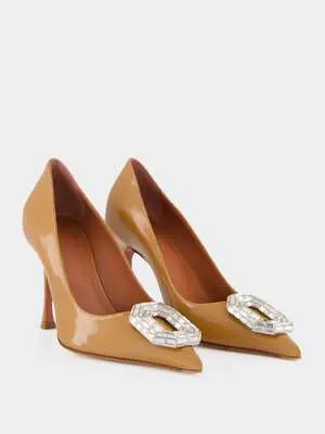 Amina Muaddi Latte Camelia 90 Pumps