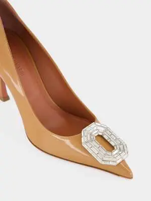 Amina Muaddi Latte Camelia 90 Pumps