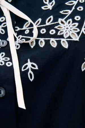 Rixo Cassara Cutwork Embroidered Top