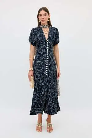 Rixo Novara Painted Spot Midi Dress