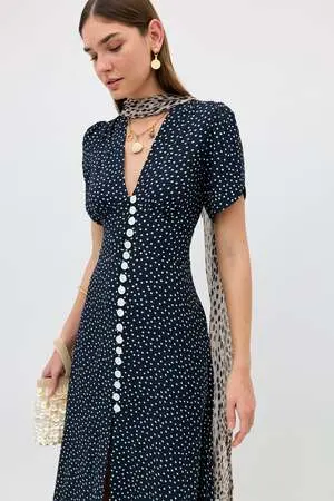 Rixo Novara Painted Spot Midi Dress