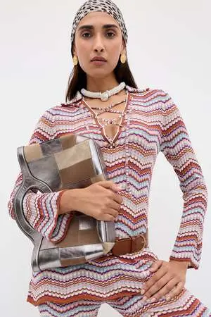 Rixo Brody Maria Chevron Knit Top - Multi