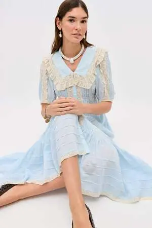 Rixo Edina Mira Embroidered Blouse - Blue