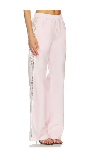 MSGM Low Rise Wide Leg Pants With Lace Detail