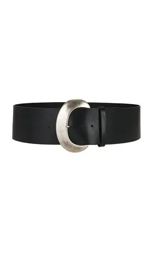LAMARQUE Wide Leather Belt With Silver-tone Buckle - Black