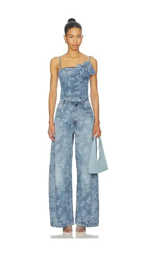 Giuseppe Di Morabito Denim Floral Applique Top