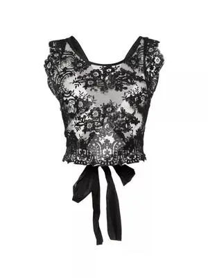 MAURIZIO BRASCHI Lace Tie-back Top