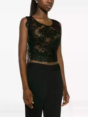 MAURIZIO BRASCHI Lace Tie-back Top