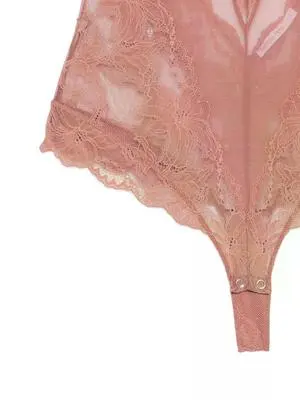 Patrizia Pepe Lace-paneled Mesh Bodysuit - Pink