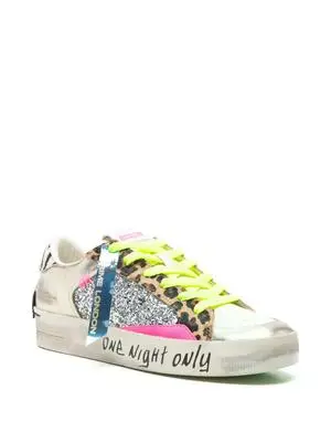CRIME LONDON Glitter-embellished Sneakers - Silver