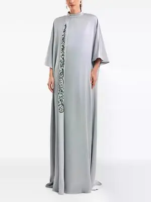 GEMY MAALOUF Calligraphy-embroidered Kaftan - Grey