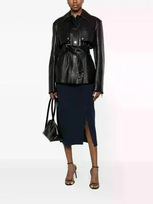 AROVESCIO Ribbed Knit Midi Skirt - Blue
