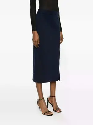 AROVESCIO Ribbed Knit Midi Skirt - Blue