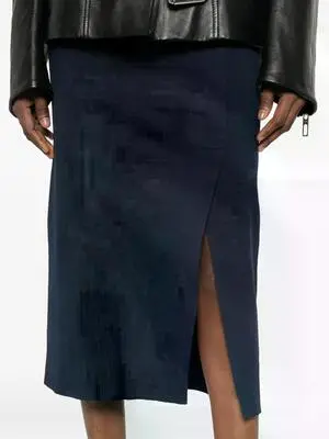 AROVESCIO Ribbed Knit Midi Skirt - Blue