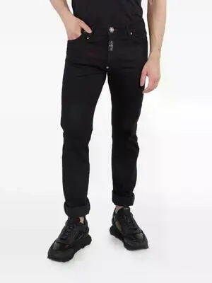 Philipp Plein Black Wash Bottoms For Men
