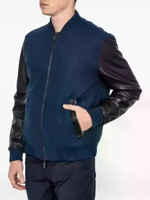 Pal Zileri Leather-sleeve Zip-up Bomber Jacket