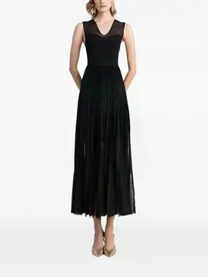 GEMY MAALOUF Heart-shaped Pleated Midi Dress - Black
