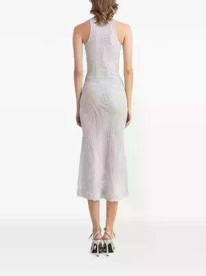 GEMY MAALOUF Patterned Sleeveless Midi Dress - White
