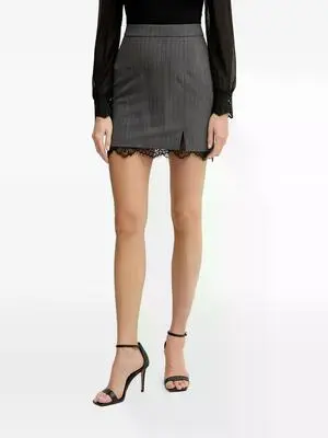 MORGAN Pinstripe Skirt With Lace Detail
