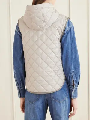 Brunello Cucinelli Hooded Quilted Shell Vest - Gray