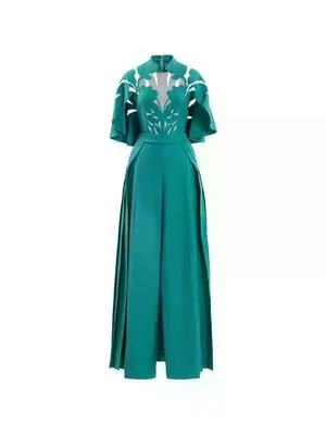SAIID KOBEISY Cut-out Linen Jumpsuit - Blue