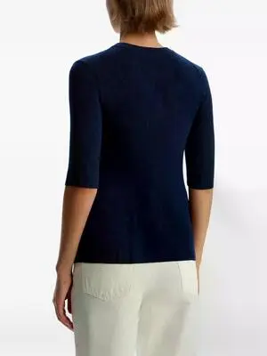 12 STOREEZ Button Merino Sweater - Blue