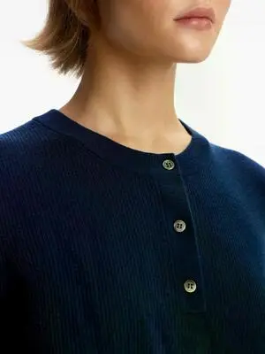 12 STOREEZ Button Merino Sweater - Blue