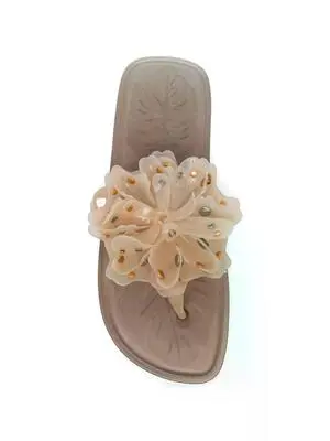 Farm Rio Floral-embellished Flip Flops - Neutrals
