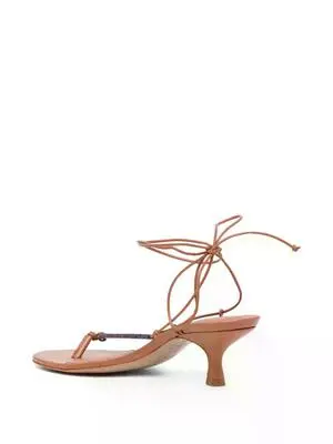 Farm Rio Sculpted Heel Lace Up Sandals - Brown