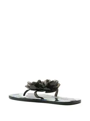 Farm Rio Floral-print Flip Flops - Black