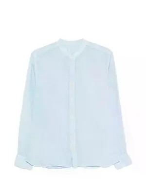 120% Lino Linen Band-collar Shirt