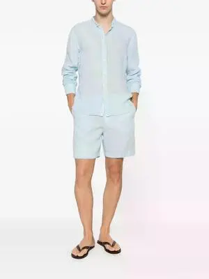 120% Lino Linen Band-collar Shirt