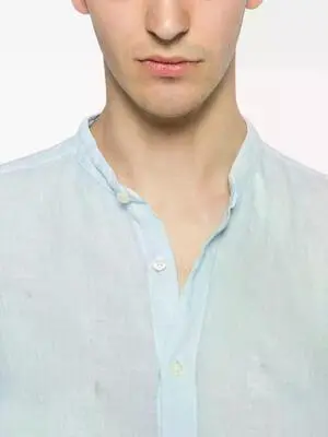 120% Lino Linen Band-collar Shirt