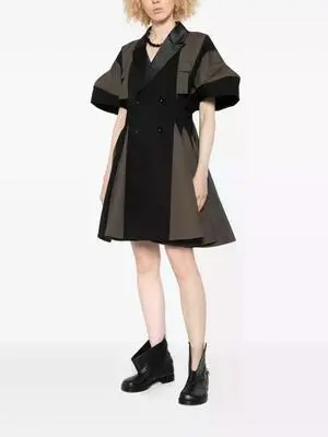 Sacai Paneled Double-breasted Mini Dress