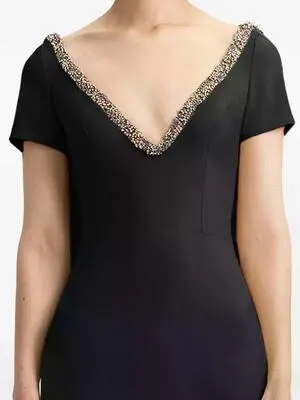 GEMY MAALOUF Beaded V-neck Maxi Dress - Black