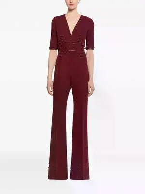 Elie Saab Stud-embellished Jumpsuit - Red
