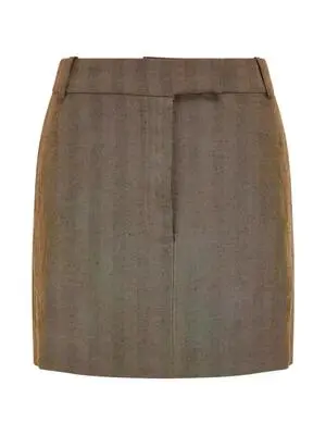 FERRAGAMO Herringbone Mini Skirt - Brown