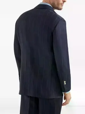 Brunello Cucinelli Virgin Wool Chalk Stripe Tailor Blazer - Blue