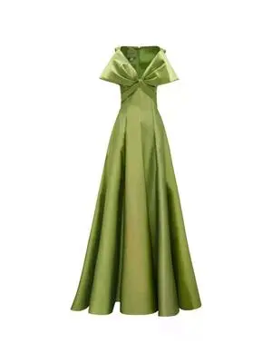 GEMY MAALOUF Bow-detail Maxi Dress - Green