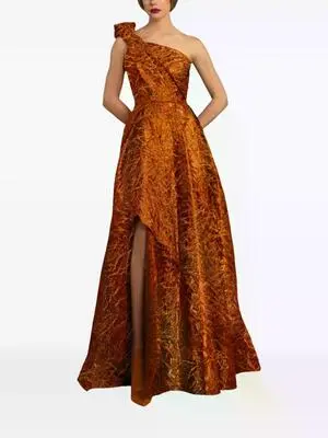GEMY MAALOUF One-shoulder Draped Maxi Dress - Orange