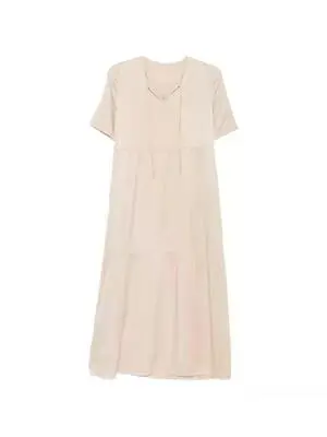 PRIVATE 0204 Tiered Tie Midi Dress - Neutrals