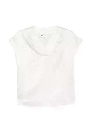 SOLOTRE V-neck Short Sleeve Blouse - Neutrals