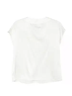 SOLOTRE V-neck Short Sleeve Blouse - Neutrals