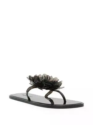 Farm Rio Flower Flat Sandals - Black